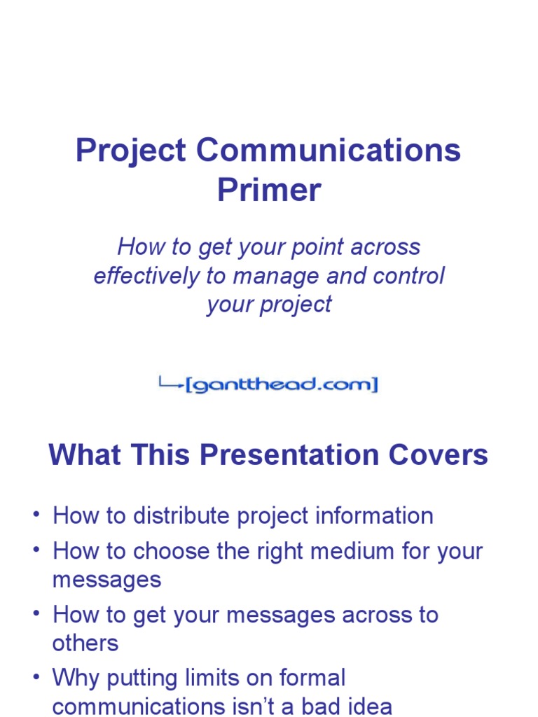 Project Communications Primer | PDF | Communication | Information