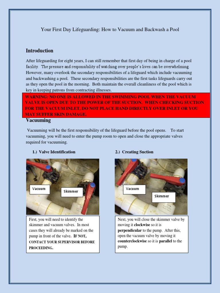 Your First Day Lifeguarding: How To Vacuum and Backwash A Pool | PDF ...