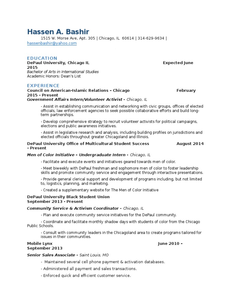 Hassen A. Bashir: Resume Overview | PDF