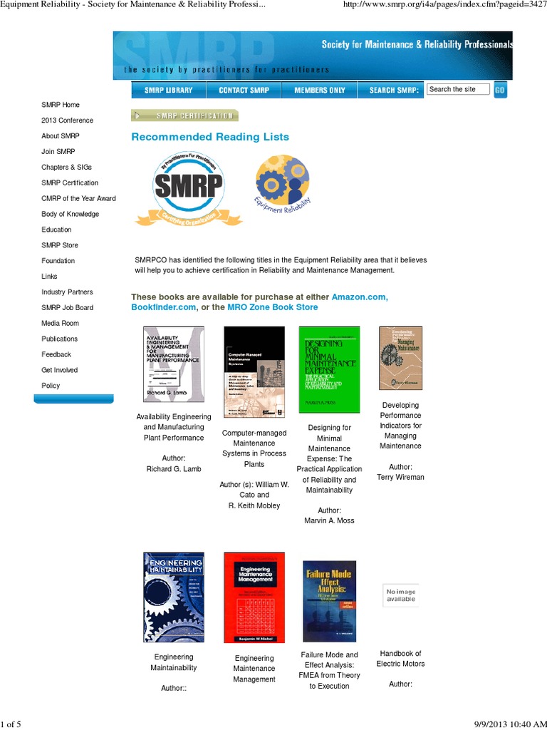 Equipment Reliability - Society For Maintenance & Reliability ...