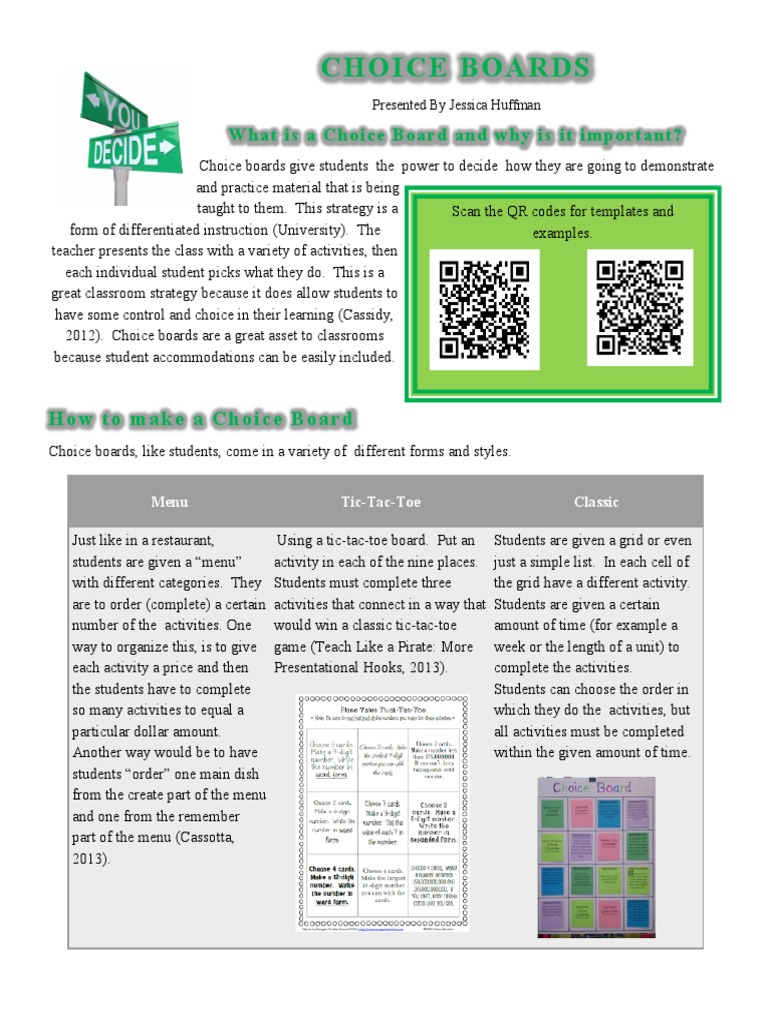 Choice Boards: A Guide for Teachers | PDF | Differentiated Instruction ...