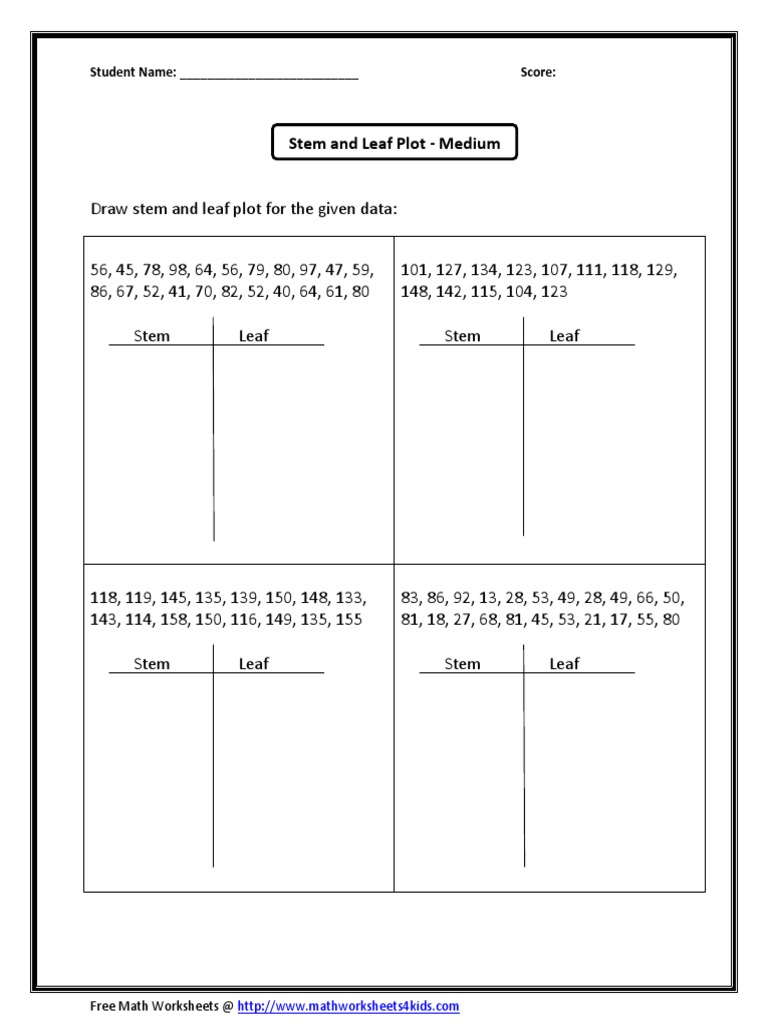 Stem Leaf Plot Medium | PDF