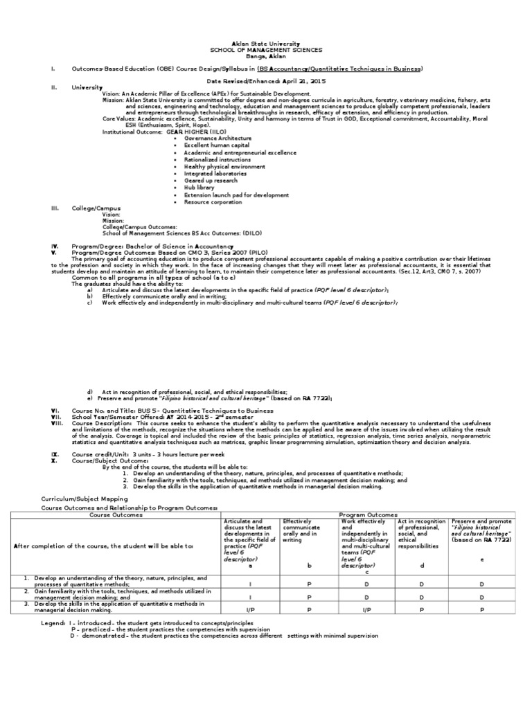 Quantitative Techniques Course Syllabus | PDF | Forecasting | Lecture