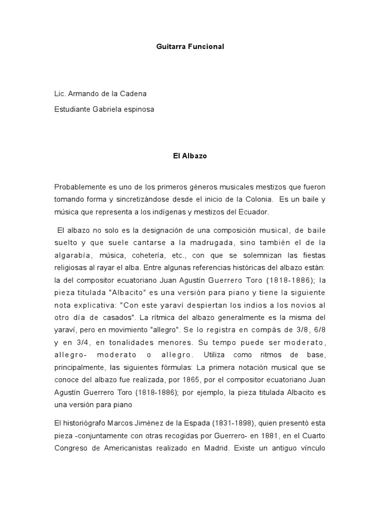 El Albazo: Música y Baile Ecuatoriano | PDF | Ritmo | Tempo