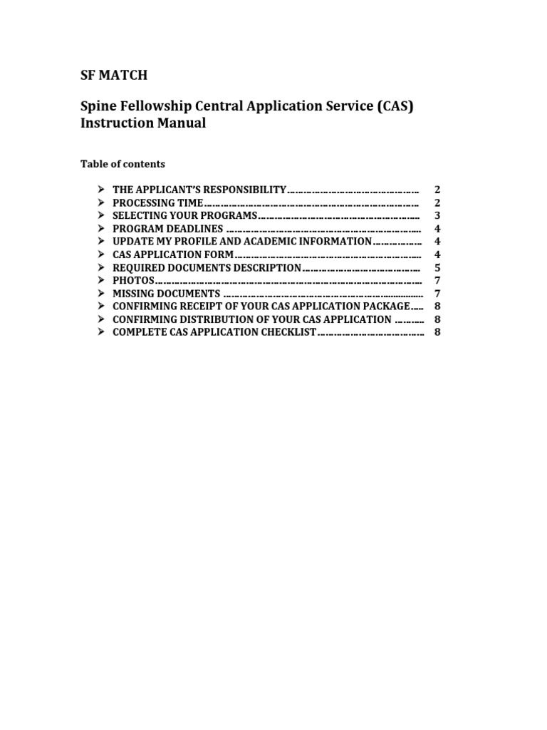 SF Match Spine Fellowship Central Application Service (CAS) Instruction ...
