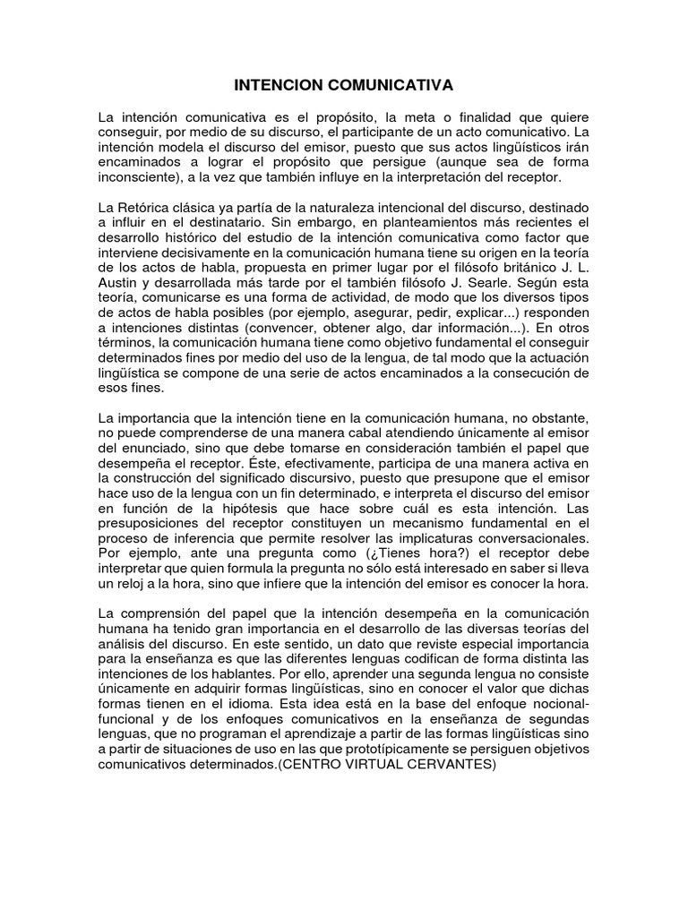 Intencion Comunicativa | PDF | Comunicación | Lingüística