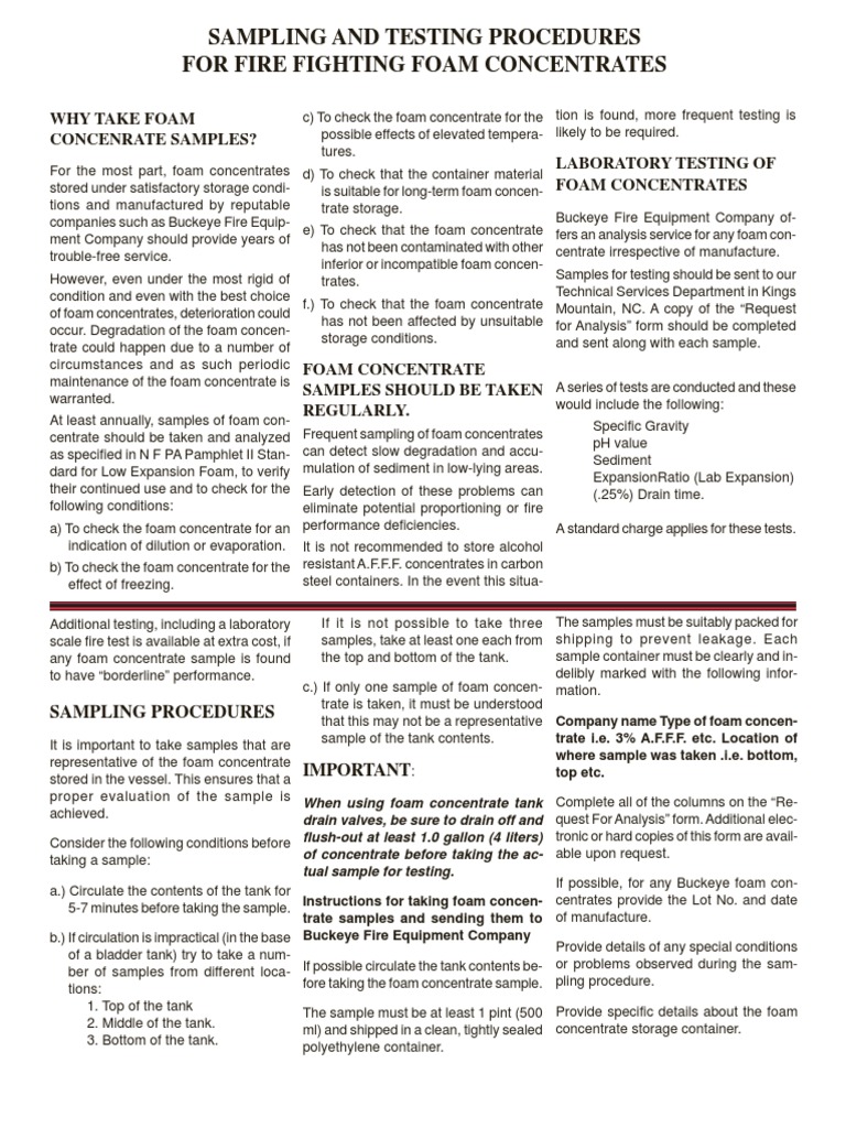 Fire Fighting Foam Testing Procedures | PDF | Foam | Chemistry