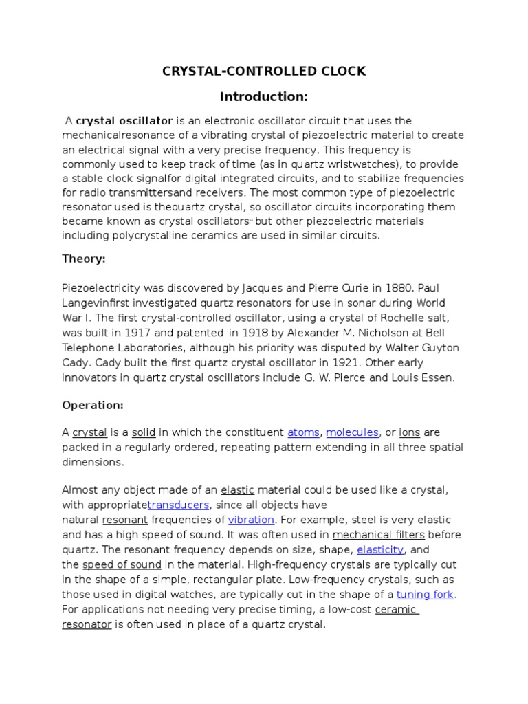 Crystal-Controlled Clock: Theory | PDF | Electronic Circuits | Equipment