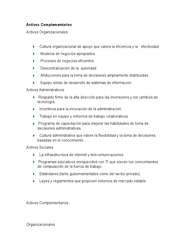 Activos Complementarios | PDF