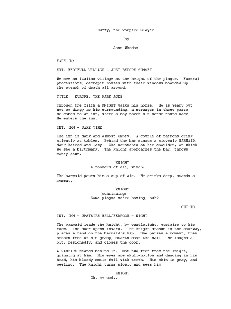 Buffy The Vampire Slayer Movie Script | PDF | Vampires | Leisure