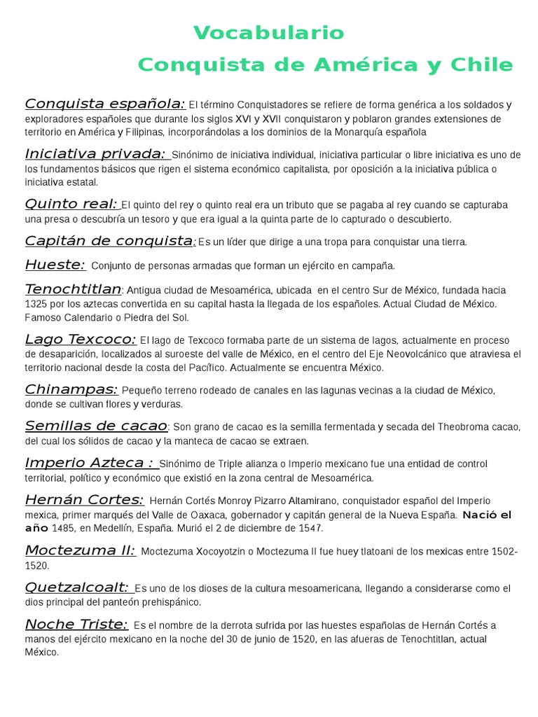 Vocabulario de la Conquista en América | PDF | Imperio Inca | Hernán Cortés
