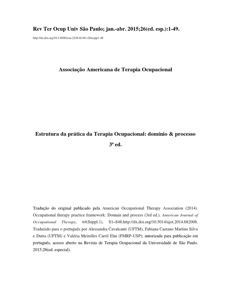 Aota 3 Ed. Traduzida PDF | PDF | Terapia ocupacional | Humano