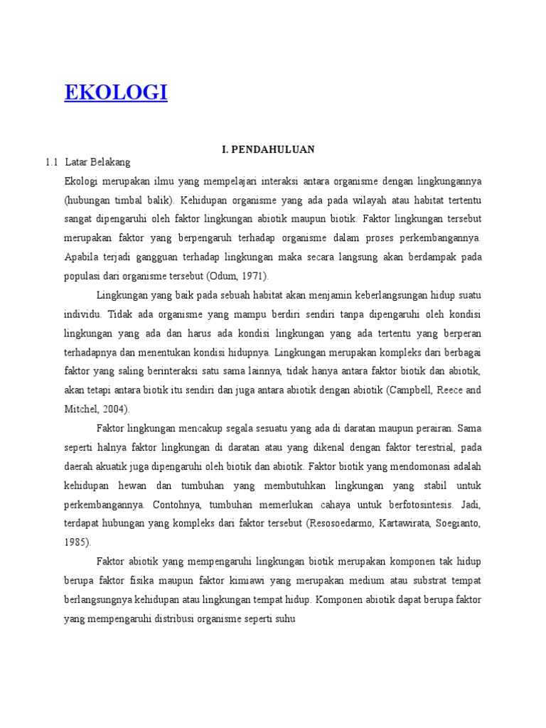 Laporan Praktikum Ekologi Terestrial................ | PDF