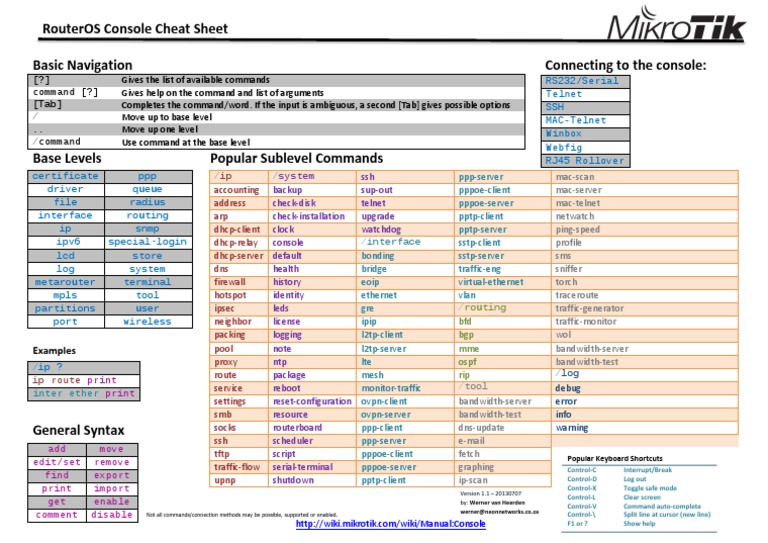 Routeros Cheat Sheet v1.1 | PDF