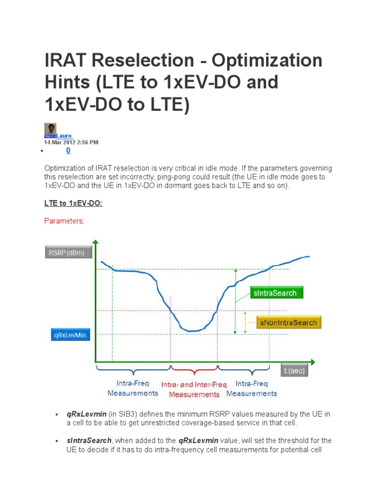 LTE Cell Reselection | Decibel | Telecommunications Engineering