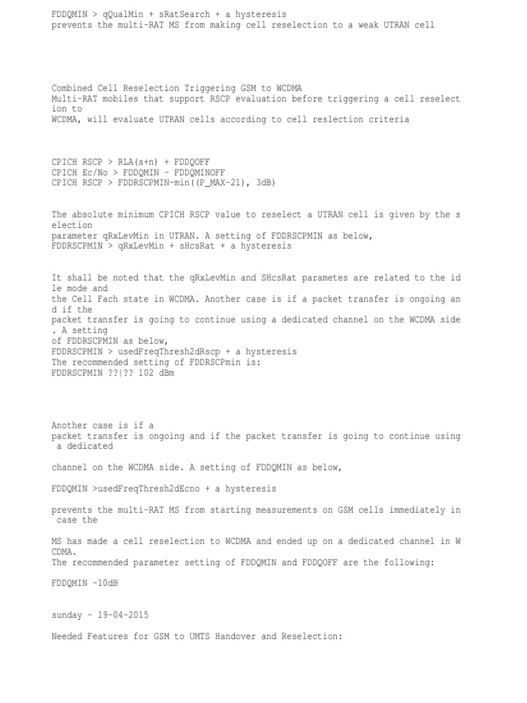 Cell Reselection and Irat | PDF | Gsm | Radio Resource Management
