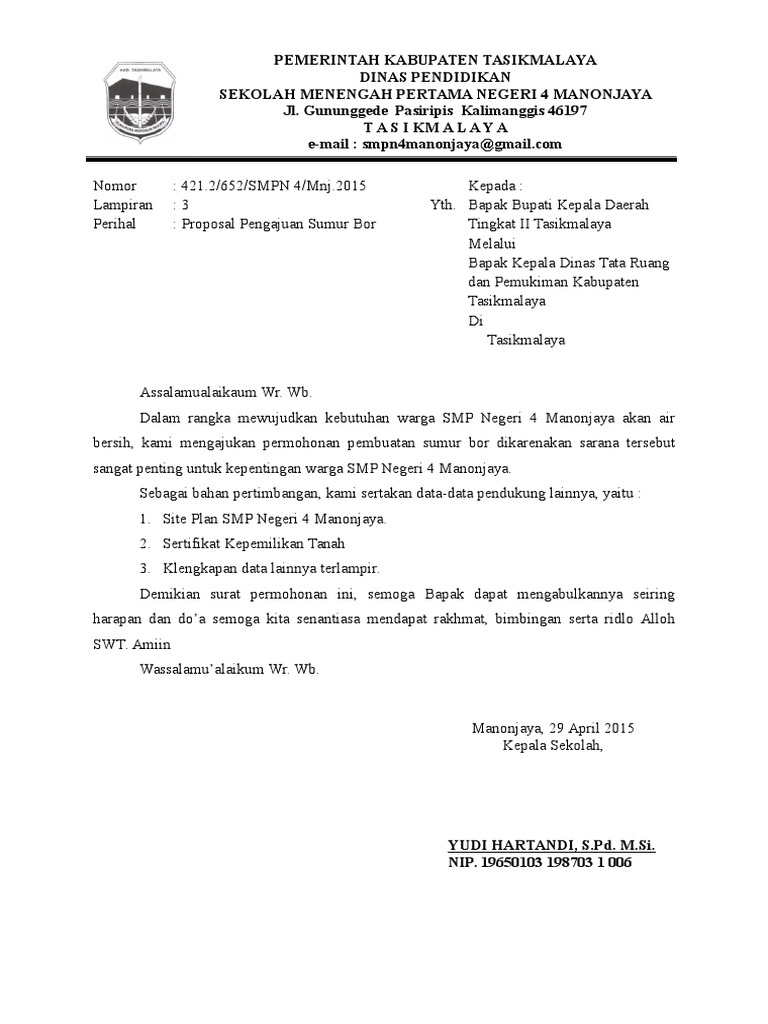 Surat Permohonan Sumur Bor | PDF