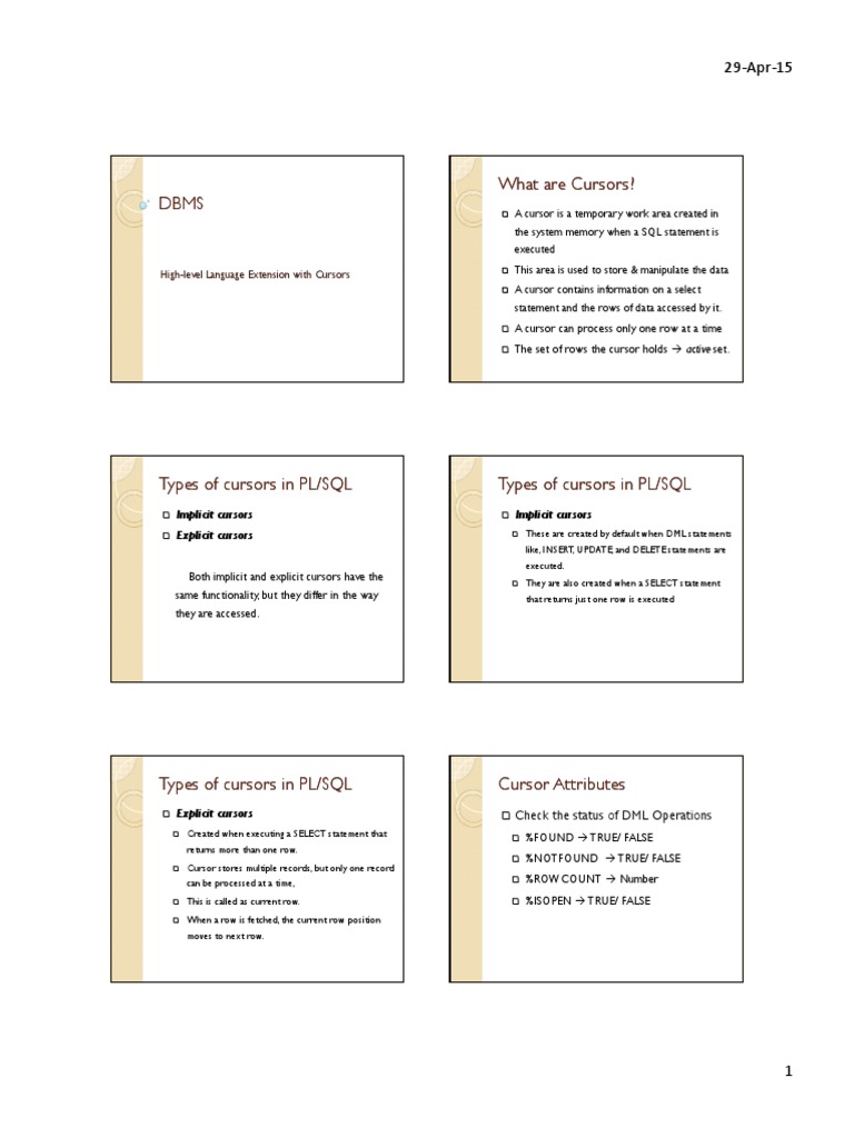 Working With Cursors | PDF | Pl/Sql | Sql