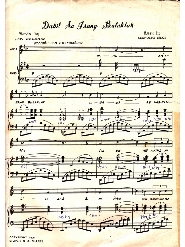 Dahil Sa Isang Bulaklak Music Sheet