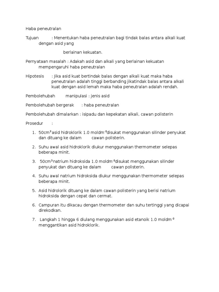Eksperimen Haba Peneutralan | PDF