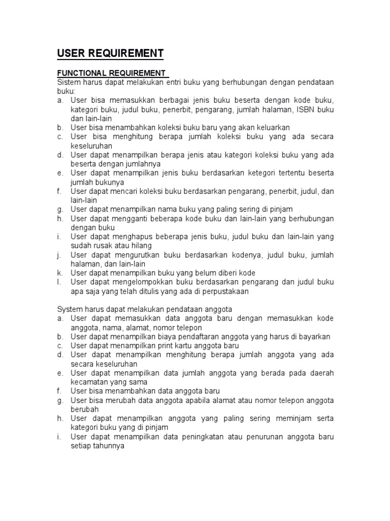 Sample User Requirement | PDF