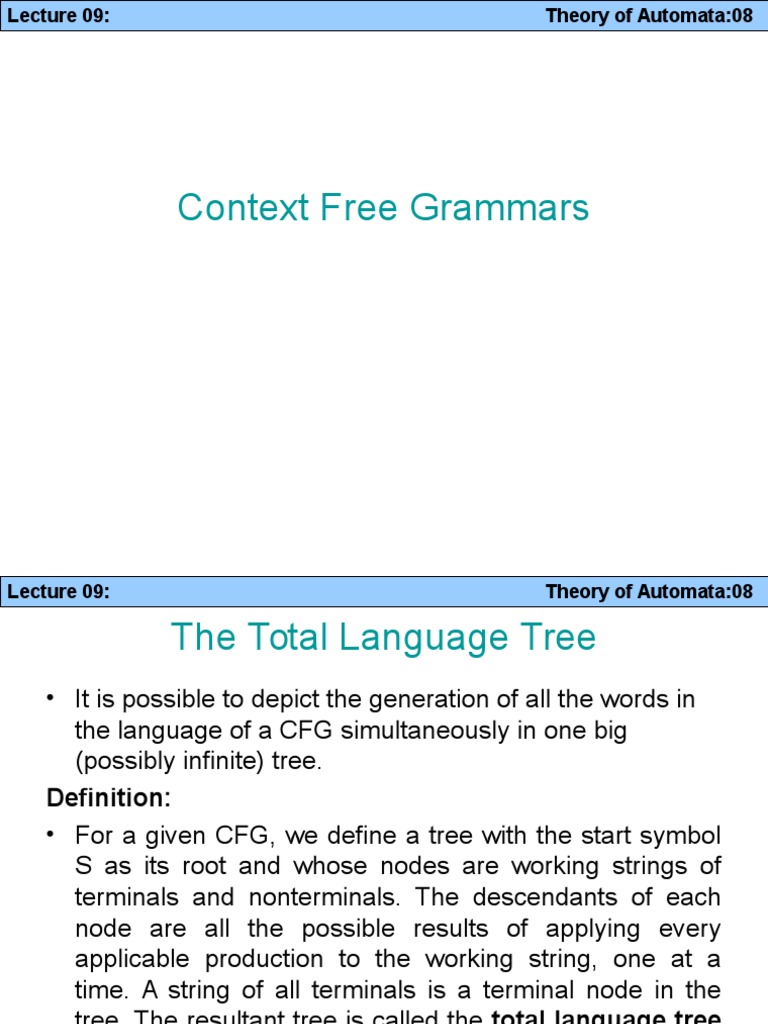 Lec 09-b Context Free Grammar | PDF | Language Mechanics | Areas Of ...
