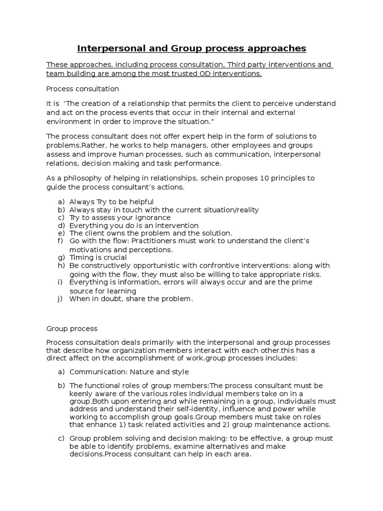 Interpersonal and Group Process Approaches | PDF | Interpersonal ...