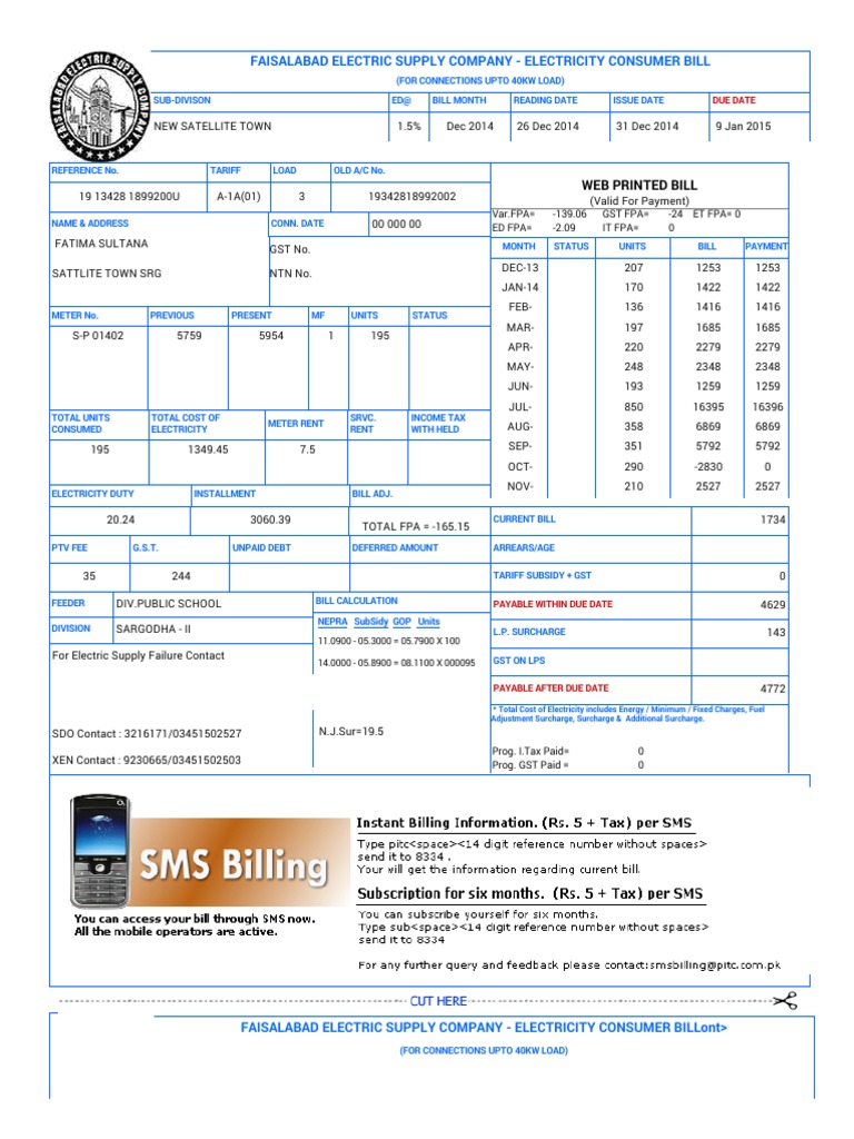 FESCO Online Consumer Bill | PDF