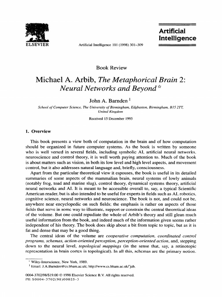 Michael A. Arbib, The Metaphorical Brain 2:: Neural Networks and Beyond ...