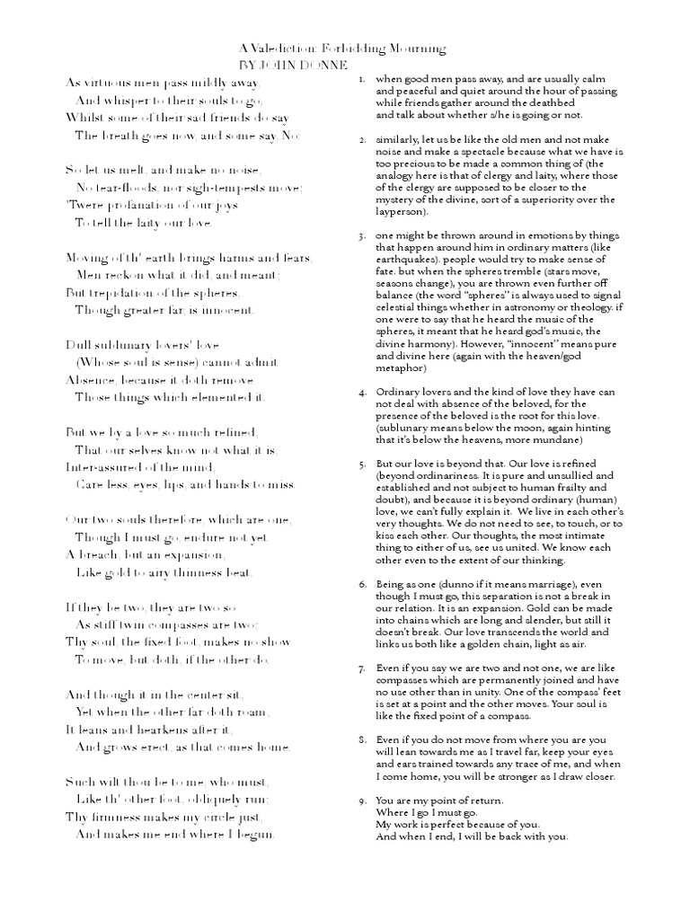 A Valediction Forbidding Mourning | Religious Belief And Doctrine ...