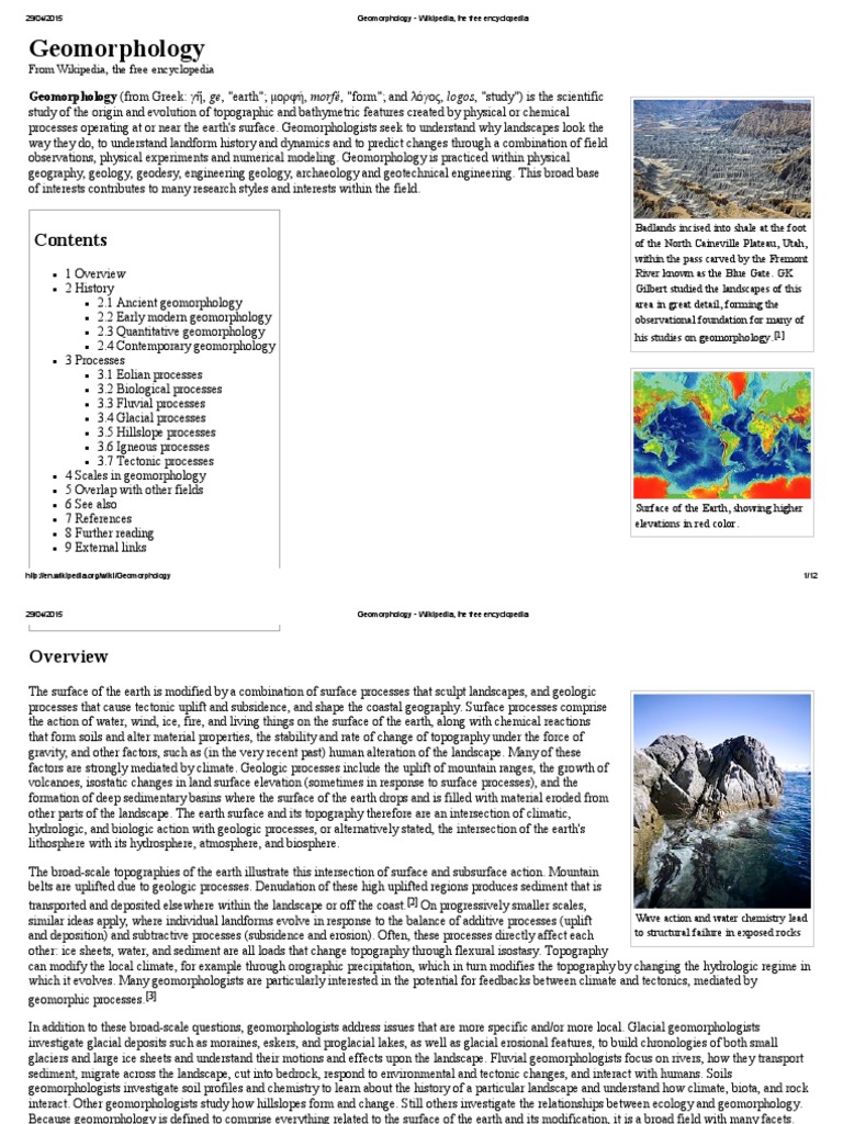 Geomorphology - Wikipedia, The Free Encyclopedia PDF | PDF ...