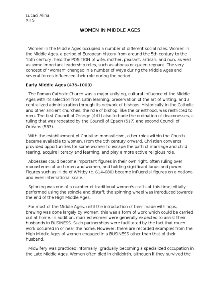 Women's Roles in the Middle Ages | PDF | Nun | Middle Ages