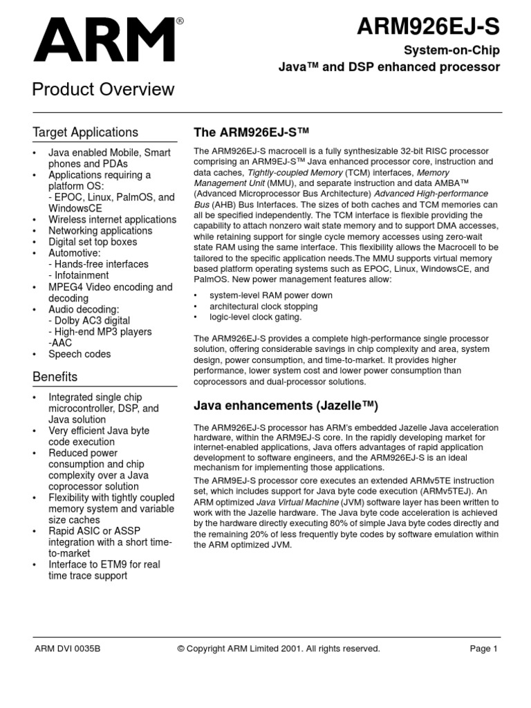 ARM926EJ S Overview PDF | PDF | Arm Architecture | Cpu Cache