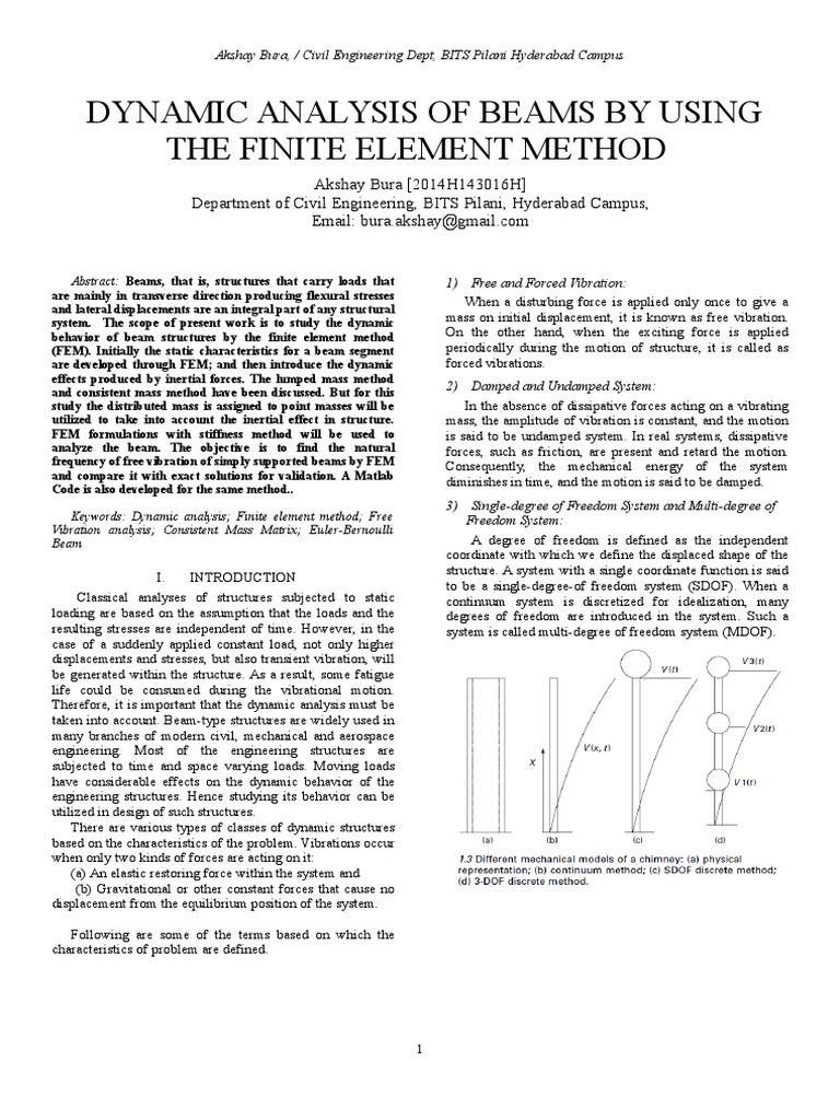 Dynamic Analysis of Beams by Using The Finite Element Method | PDF ...