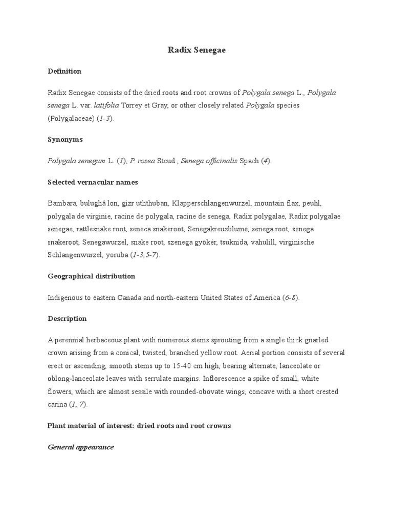 Radix Senegae | PDF | Tissue (Biology) | Mucus