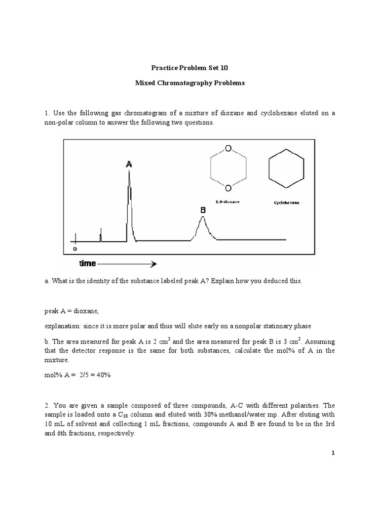 Practice Problem Set Mixed Chromatography Questions Pdf Chromatography Elution