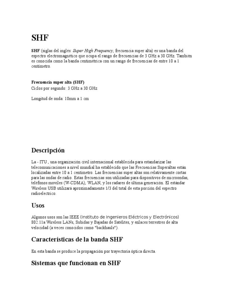 Frecuencia Super Alta (SHF) | PDF | Microondas | Antena (Radio)