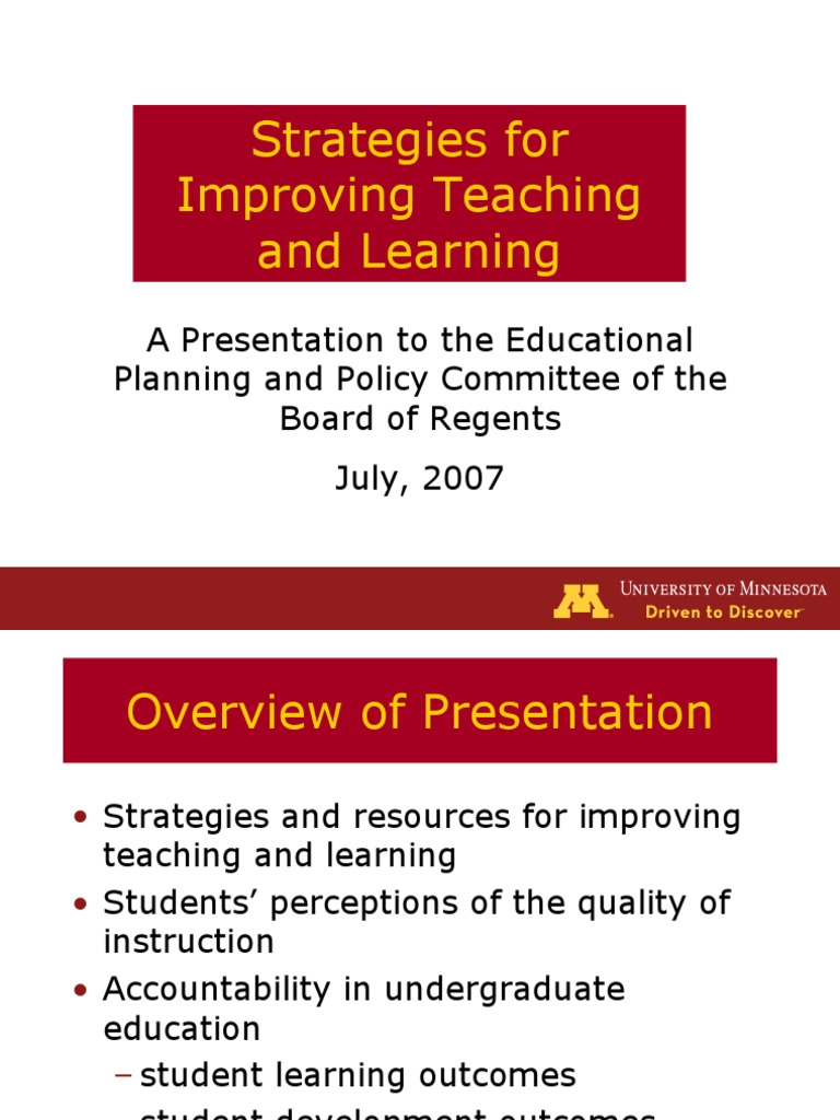 Strategies For Improving Teaching and Learning | PDF | Course ...