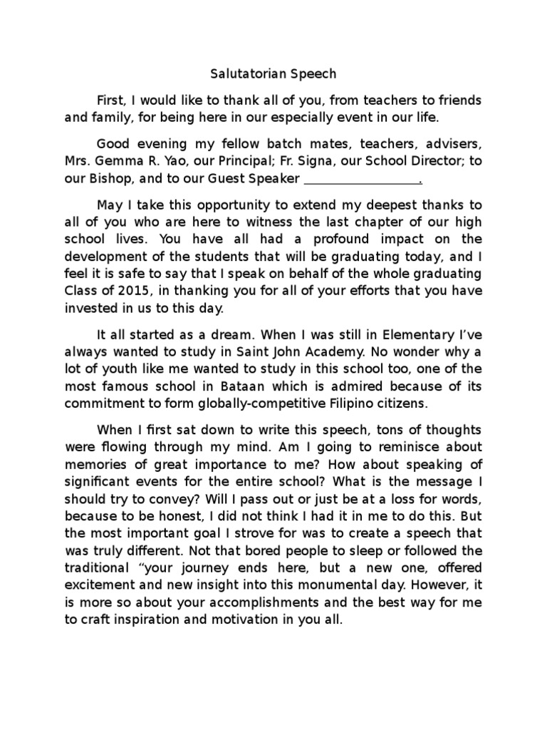 Salutatory Address | Teachers | Psychological Concepts