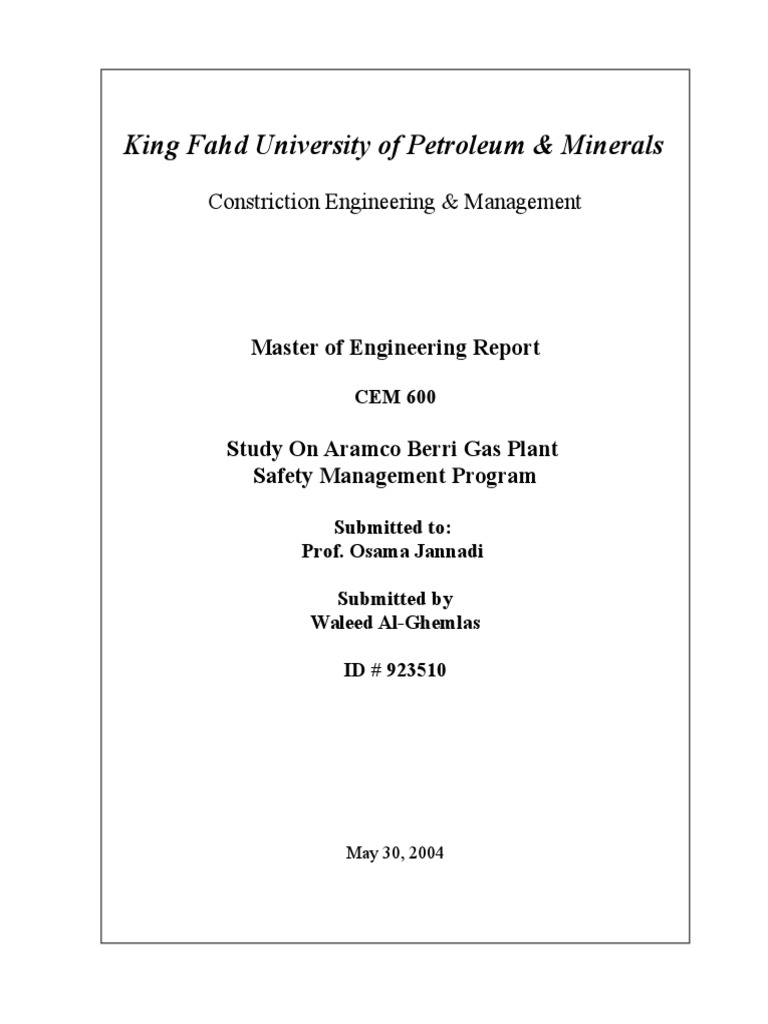 Aramco Safety Manaement | PDF