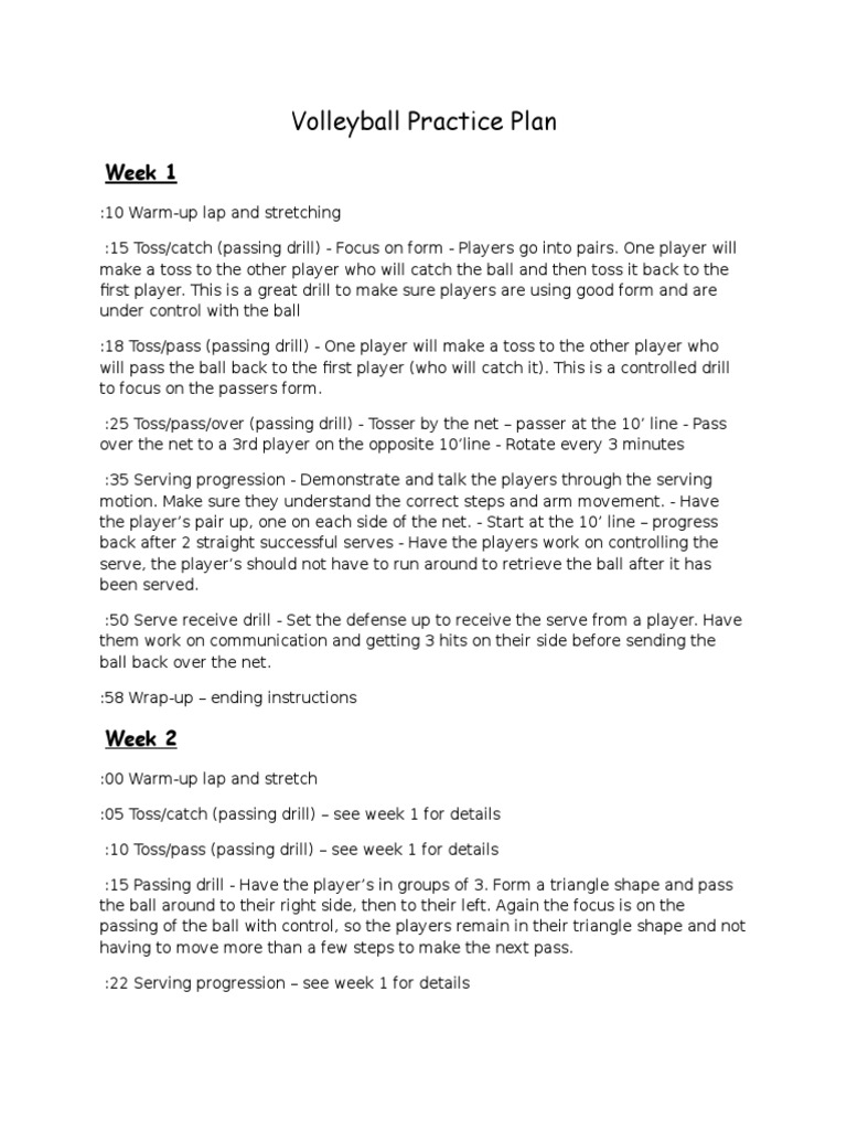 Volleyball Practice Plan | PDF | Volleyball | Teams