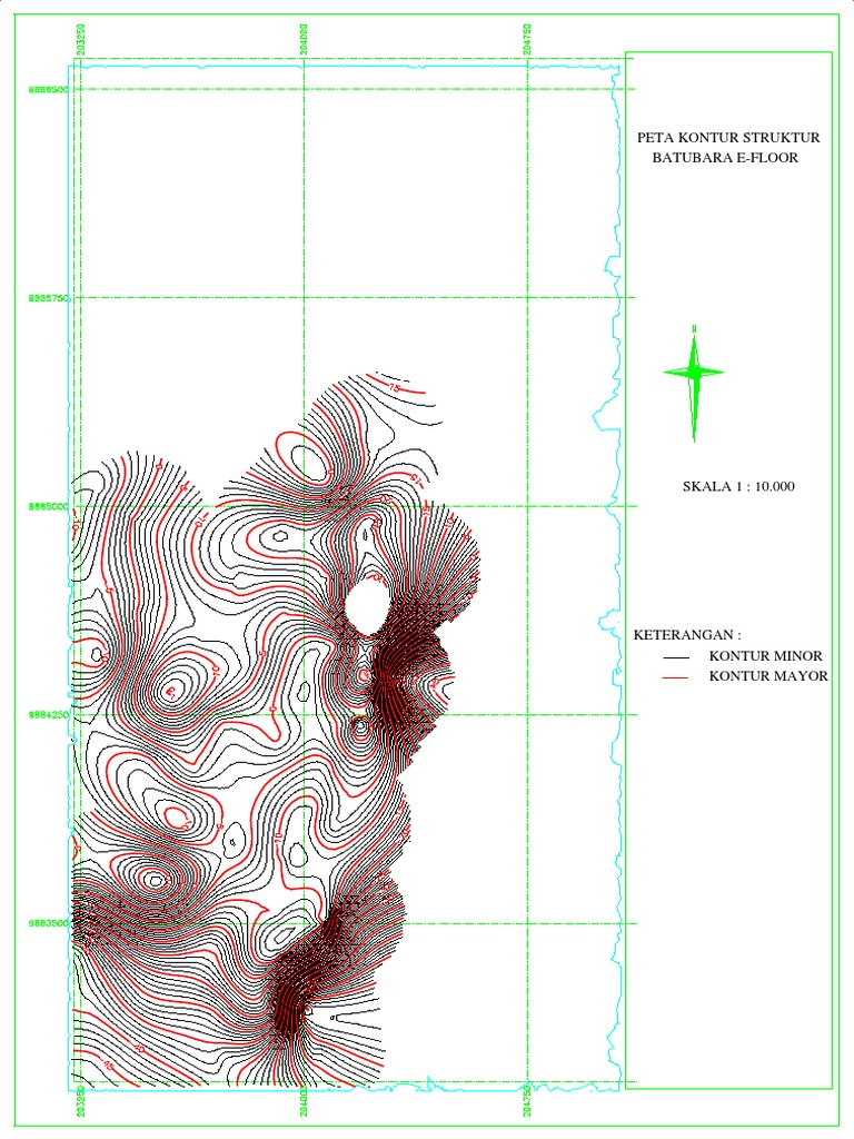 Peta Kontur Struktur Batubara E-Floor: Keterangan: Kontur Minor Kontur ...