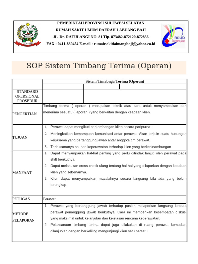 SOP Operan | PDF