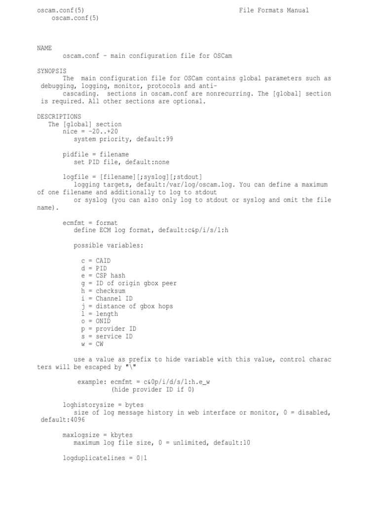 Configuracion Oscam - Conf | PDF | Port (Computer Networking) | Hypertext Transfer Protocol