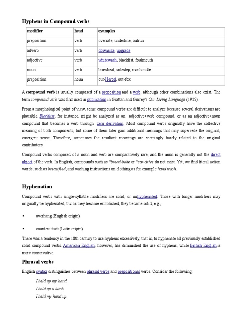 9 Hyphens in Compound Verbs | PDF | Phrase | Verb