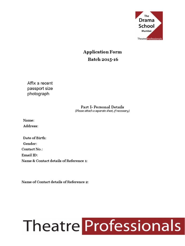 Drama School Mumbai Application Form | PDF | Career & Growth | Business