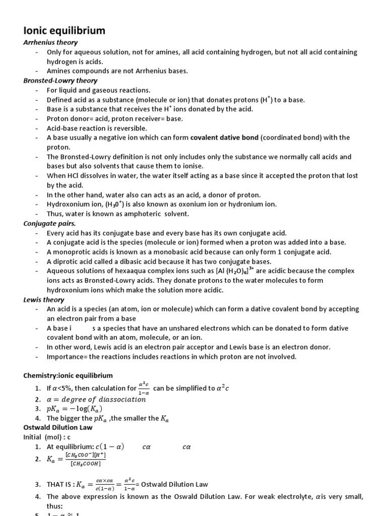 Ionic Equilibrium | PDF | Acid | Buffer Solution