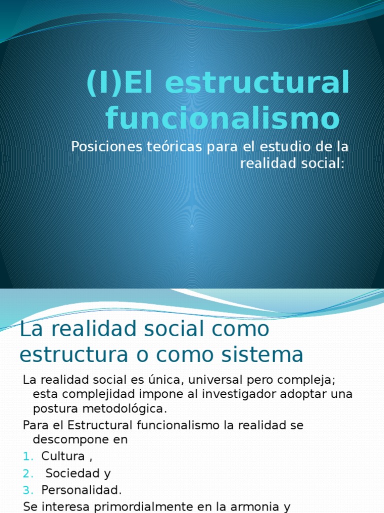 2 El Estructural Funcionalismo | PDF | Sociedad | Institución