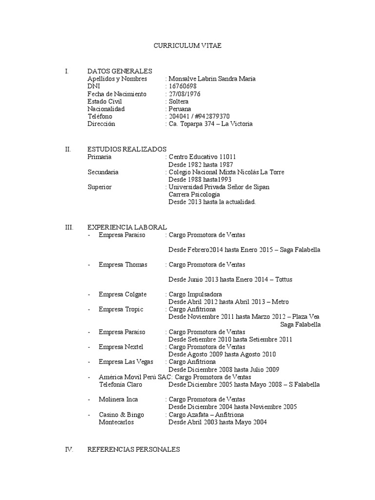 Curriculum Vitae Sandra | PDF
