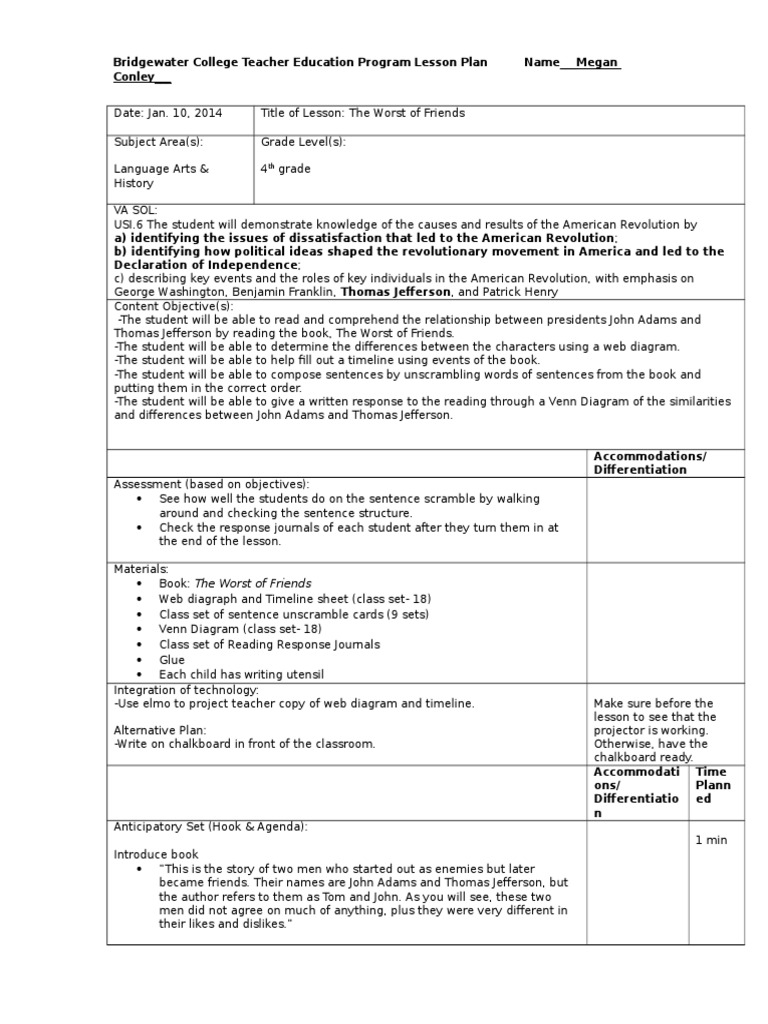 4th Grade Lesson: Adams & Jefferson | PDF | John Adams | Thomas Jefferson